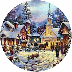 WZVZGZ 12x12inch,Vintage Style Round Tin Sign,Christmas Church,Round Metal Sign Plaque for Home Garden Kitchen Bar Cafe Restaurant Garage Retro Vintage Wall Art