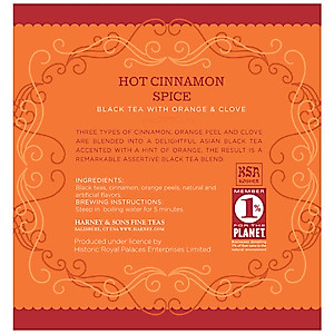 Harney & Sons Hot Cinnamon Spice Tea Tin - Black Tea with Orange & Sweet Clove - 2.67 Ounces, 30 Sachets
