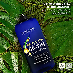 Majestic Pure Jamaican Black Castor Oil (16 oz) and Vegan Collagen Biotin Shampoo (16 oz) Bundle