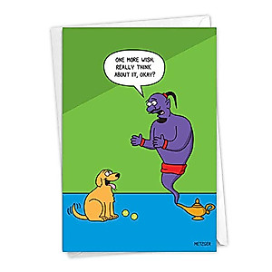 NobleWorks - 1 Funny Animal Card for Birthdays - Pet Cat and Dog Humor, Birthday Notecard with Envelope - Dog Wishes C3673BDG