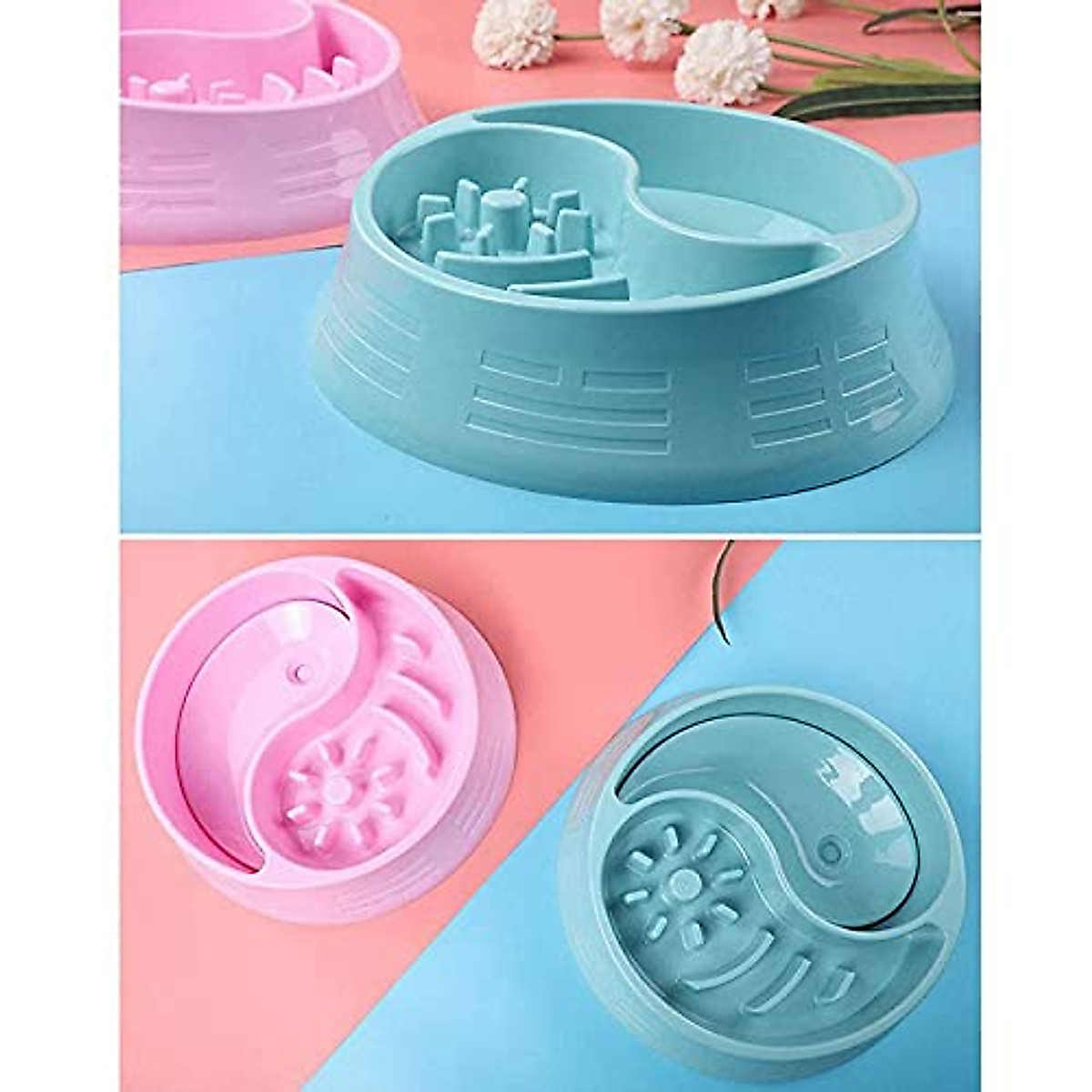FUUIE Bowls for Food and Water Large Capacity Slow Feeder Dog Bowl 2 In1 Food Water Pet Bowl Drinking Prevent Bloat Vomiting Wet Mouth (Color : Blue)