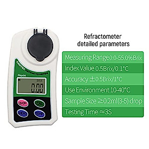 HOJILA Digital Brix Refractometer Brix Meter Pocket Refractometer with ATC for Sugar Content Test, Range 0~55% Brix