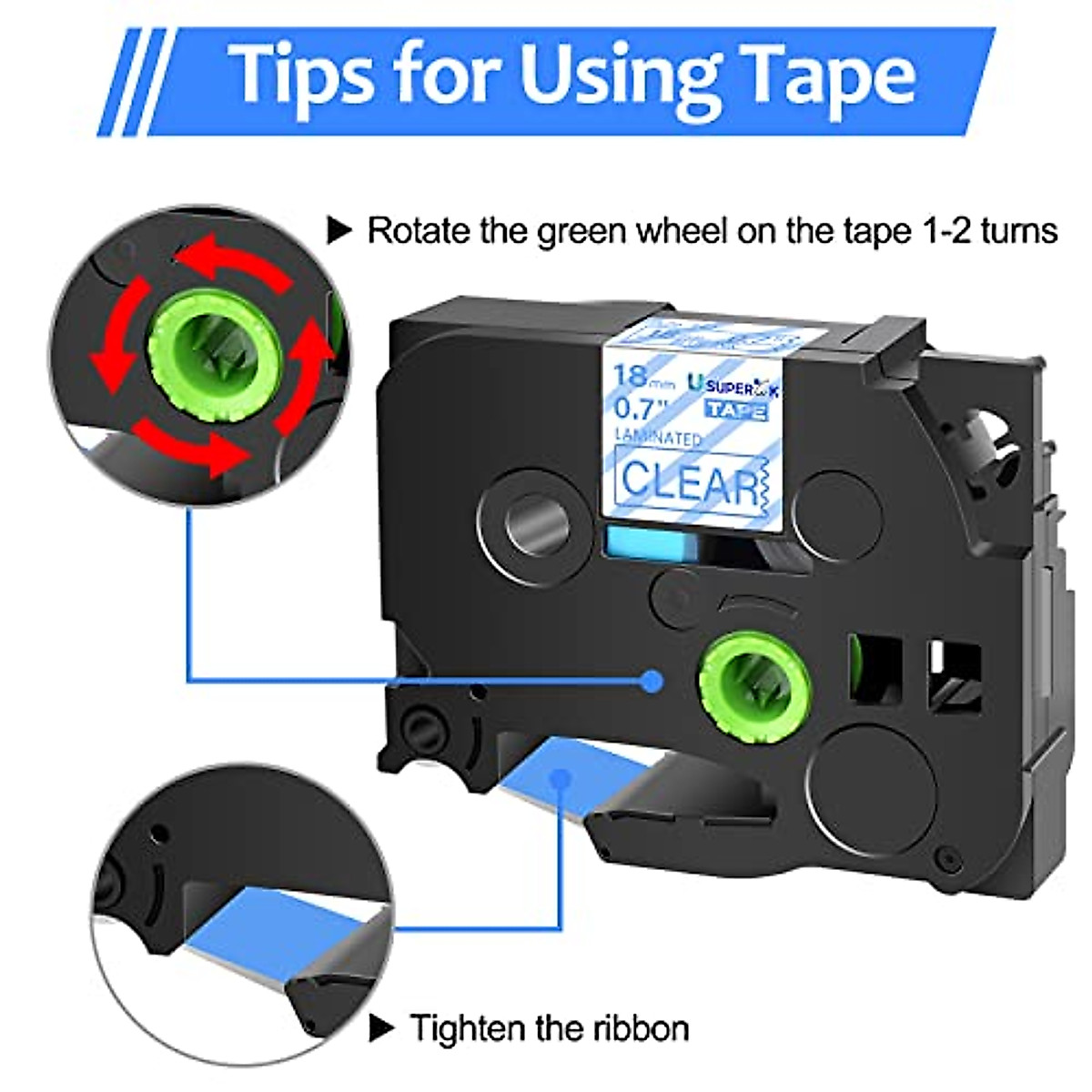 USUPERINK 2PK Compatible for Brother P-Touch Label Maker Tape TZe-143 TZ-143 TZe143 TZ143 Blue on Clear 18mm 3/4 inch 0.7'' x 26.2ft Laminated TZe TZ Label Tape for PT-2700 2710 2730 2730VP