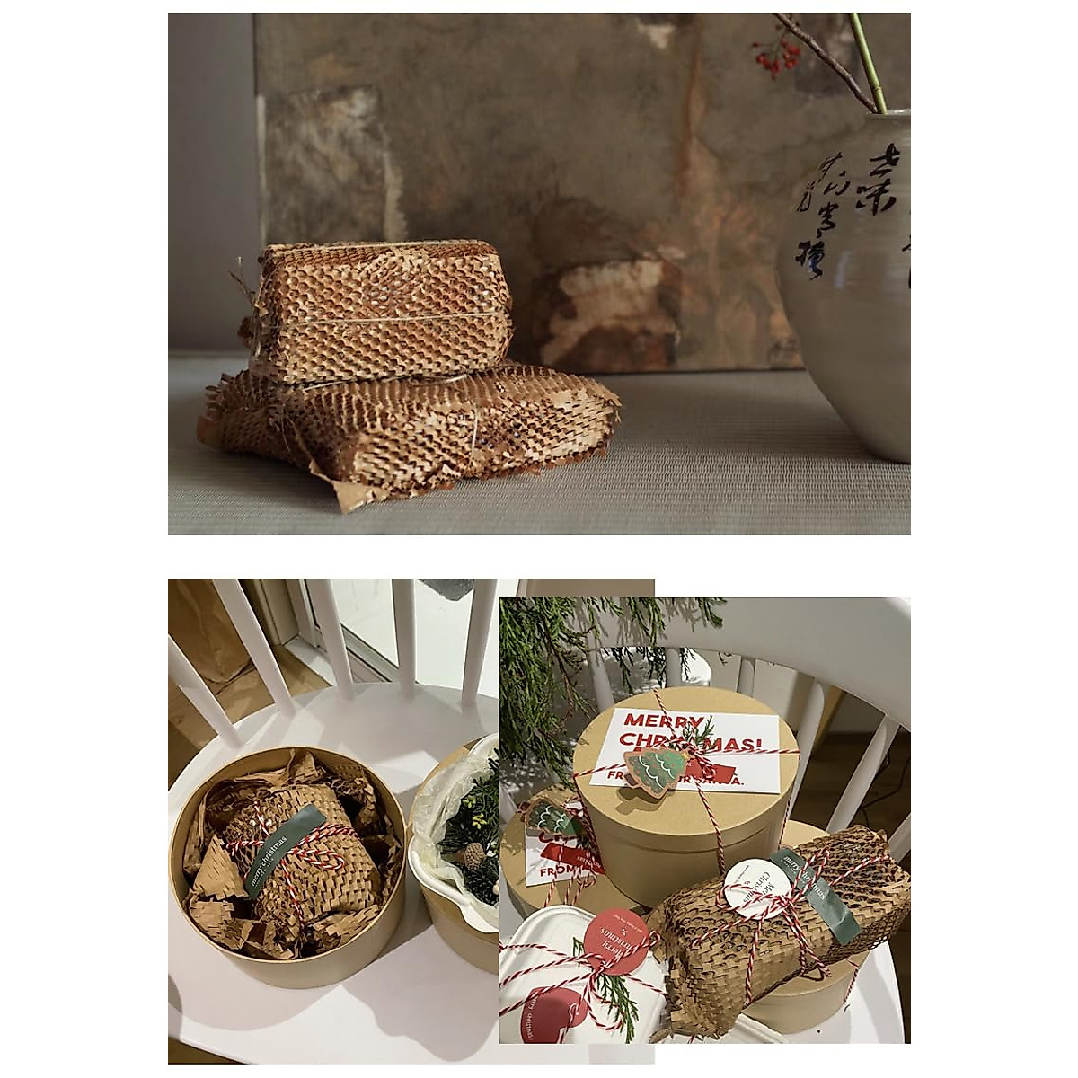 Eco Friendly Honeycomb Packing Paper, 15" x 820' Honeycomb Cushioning Wrap Roll for Moving Shipping Packaging Gifts, Recyclable Honeycomb Paper Moving Supplies Bubble Paper Wrapping Protective Roll