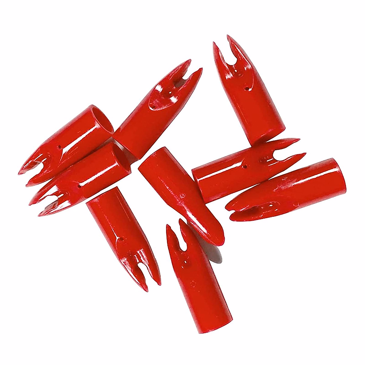 50pcs Arrow Nocks Archery Plastic Nocks Replacement Arrow Tail Glue On 7mm Arrow Shaft for DIY Arrows End Accessory (Red)