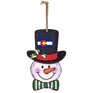 Colorado State Flag Christmas Sign Wooden Plaque Xmas Snowman Sign for Home Holiday Wall Decor
