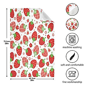 Kigai 1 Pack Strawberry Kitchen Towels Soft Highly Absorbent Dish Towels Reusable Kitchen Hand Towels for Kitchen Decorations or Tea Towels 28 x 18 Inch