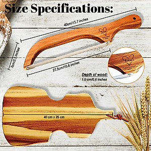 US Designed - Hand Crafted Wooden Bread Bow Knife - Acacia Wood Cutting Board - Bread Saw - Sourdough Bread Knife for Homemade Bread with Linen Storage Bag- Bread Knife Wooden Bread Cutting Board
