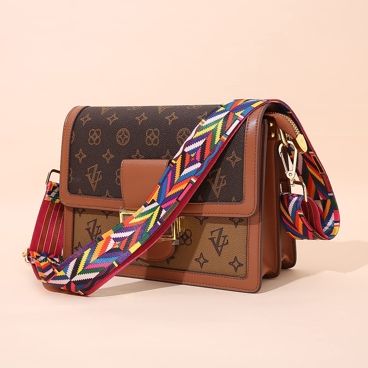 Wide Shoulder Strap Adjustable Replacement Belt Guitar Style Cross body Handbag Purse Strap (Folk Style)