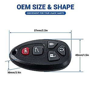 Pilida Car Key Fob Keyless Entry Remote Compatible with 2007-2015 Chevy Tahoe Traverse Suburban GMC Acadia Yukon Buick Cadillac Replacement 5 Button OUC60270 15913415 2 Pack
