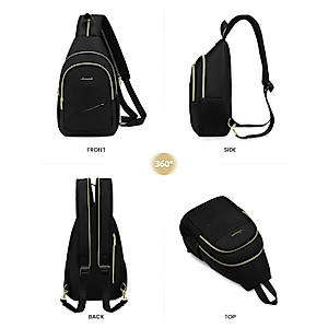 LOVEVOOK Sling Bag for Women, Sling Backpack Crossbody Bag Convertible, Small Diaper Bag Hiking Daypacks Water-resistant, Travel Shoulder Bag Chest Bag, Black