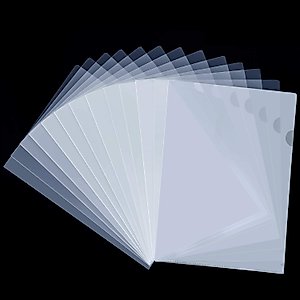 WOT I 48PCS Plastic Clear Document Folders - L-Type Folders Copy Safe Project Pockets, for A4/ Letter Size Sheets, Transparent Color