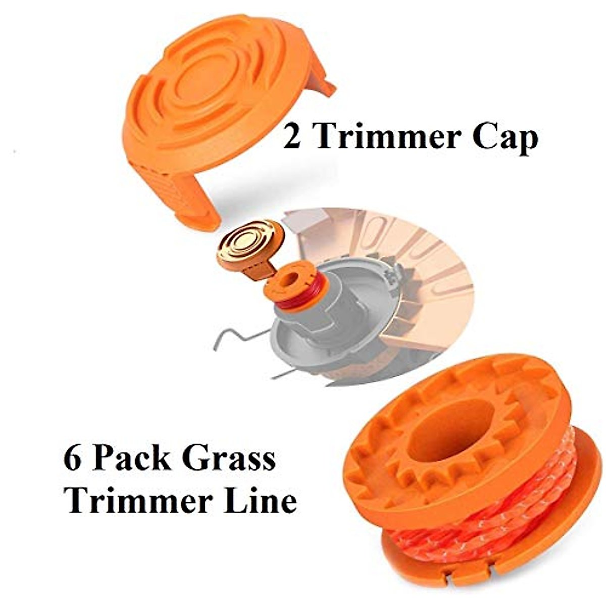 WA0010 Replacement Trimmer Line for Select Electric String Trimmers,Trimmer Spool Line for Worx,0.065 Edger Spool for Worx Trimmer Spools Weed Eater String,Weed Wacker Spool Parts 6Pcs