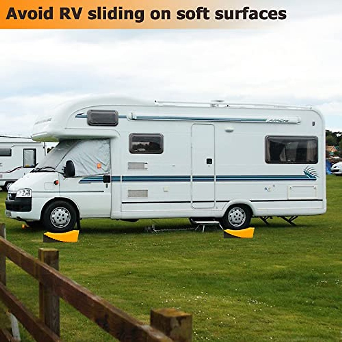 SAHARIE RV Leveling Blocks,Camper Leveler System,2 Pack Curved RV Levelers with Camper Wheel Chocks for Travel Trailer, RV, Camper, Tandem Wheel