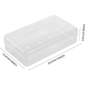 JANEMO Large Capacity Clear Pencil Case, Plastic Pencil Boxes with Lid Snap Closure, Storage Organizer Box Holder, Supply Boxes, 1 Pack