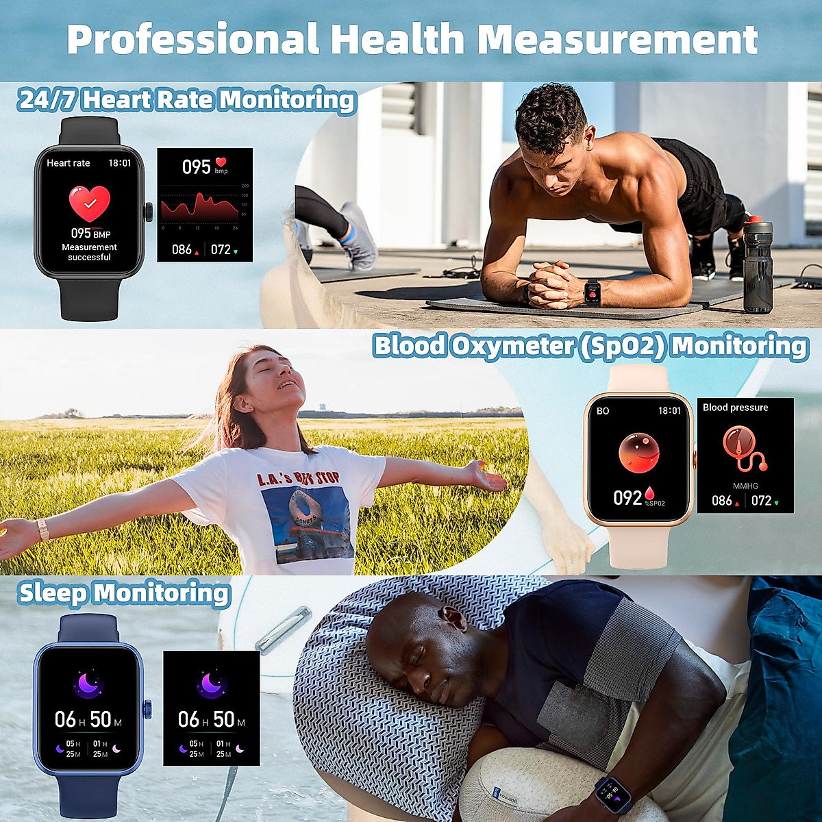 1.81"Smart Watch for Men Women with Bluetooth Call, Smartwatch for Android iOS Phone with Blood Oxygen Heart Rate Sleep Monitor, Fitness Tracker IP68 Waterproof Weather Ai Voice Multi-Sport Modes