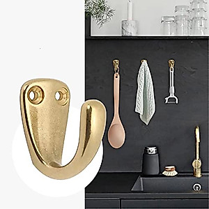 RZDEAL 3PCS Vintage Coat and Hat Hook Brass Classico Wall Hanging for Bath Stands Clothes Hangers Scarf Towel (Gold)