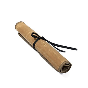 Denifiter Waxed Canvas Roll-up Pencil Bag, Heavy Duty Artist Paint Brushes Organize Pouch (Khaki)