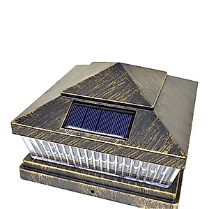 iGlow 8 Pack Vintage Bronze Garden 6 x 6 Solar SMD LED Post Deck Cap Square Fence Light Landscape PVC Vinyl Wood Bronze