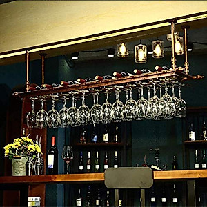 Wine Rack Wine Rack Ceiling Wine Racks，Hanging Wine Glass Holder， Vintage Wine Bottle Holder，Rustic Wall Mounted Wine Holder，Adjustable Height， Iron Hanging Wine Glass Rack Wine Ra