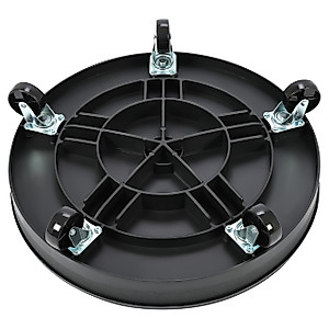 KUAFU 500 lbs Drum Dolly for 55 Gallon Round Container, Heavy Duty Plastic Drum Cart, Durable Plastic Barrel Cart with 5 Swivel Casters Wheels for Moving Item Transport Black