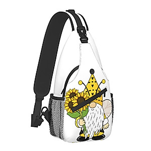 SUPLUCHOM Sling Bag Sunflower Gnomes Bee Farmhouse Hiking Daypack Crossbody Shoulder Backpack Travel Chest Pack for Men Women