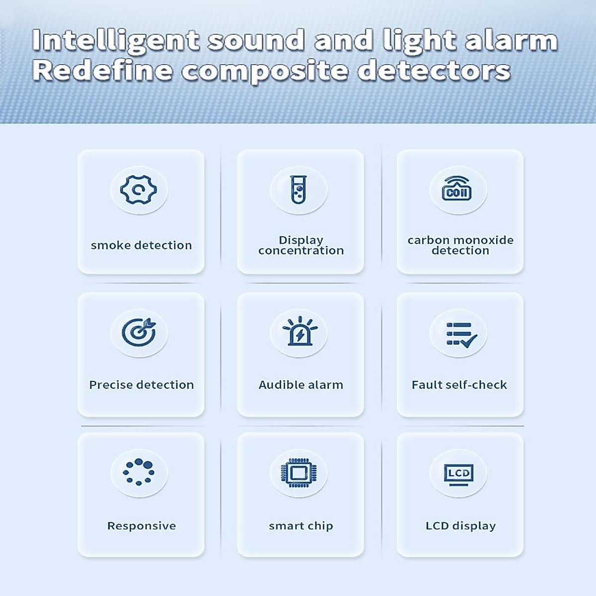 Carbon Monoxide Detectors, Portable Smart Combination Carbon Monoxide and Smoke Alarm,CO Alarm with Test Button Large LCD Display,Battery Operated