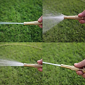 Morvat Solid Brass Metal Twist Garden Hose Nozzle, Heavy Duty Adjustable Power Spray Attachment, High Pressure Water Jet Sprayer with ¾” Standard Threading, Includes 2 Extra Rubber Washers