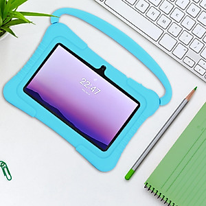 Vikye 7in Kids Tablet 2GB 32GB Quad Core Processor Dual Camera 3D Design Tablet Protective Cover Android 10 (US Plug)