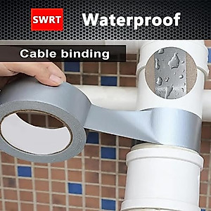 SWRT 2-Pack Silver Heavy Duty Duct Tape Strong Adhesive, 2Inch 180ft/60yd Duct Tape Heavy Duty Waterproof All Weather Gray Duct Tape No Residue Sealing & Patching for Indoor&Outdoor Repair