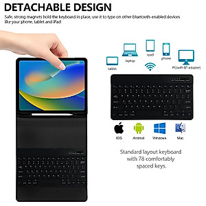besky Keyboard Case for iPad Pro 12.9 inch (5th, 6th Generation) & New Air 13 inch M2 (Only Applies to 3 iPads Model) - Wireless Detachable Keyboard- Pencil Holder, with Auto Sleep/Wake Function