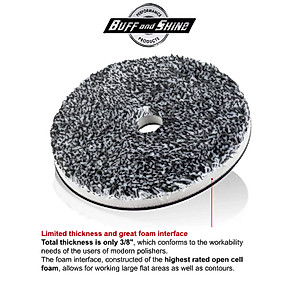 Buff and Shine URO-Fiber Microfiber Pad for Car Compounding, Cutting, Buffing, Waxing, and Polishing - Compatible with Long-Throw, High-Action, Dual-Action, and Random Orbital Polisher - 3 in (2 Pad)