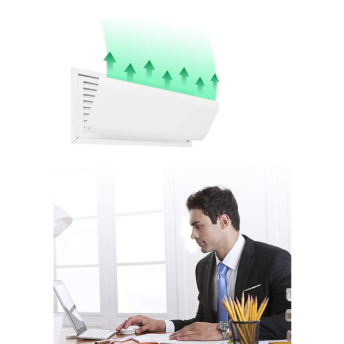 Liveinu Air Deflector Adjustable Reusable Heat and Air Deflector for Sidewall Vent Air Conditioner Deflector White 23" Inch