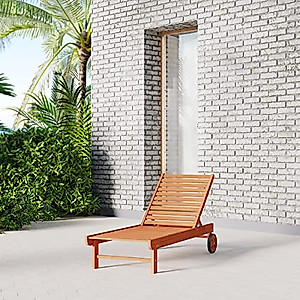 Amazonia Garopaba 1-Piece Poolside Chaise Lounger | Eucalyptus Wood | Ideal for Outdoors and Indoors, 72Lx26Wx38H