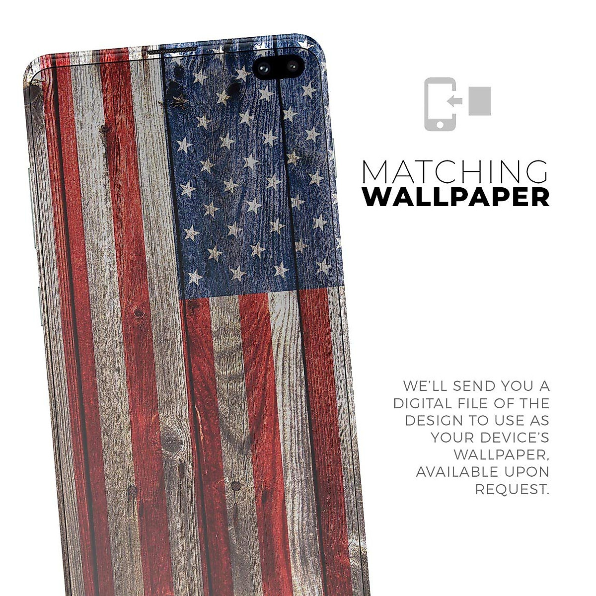 DesignSkinz Wooden Grungy American Flag Protective Vinyl Decal Wrap Skin Cover Compatible with The Samsung Galaxy S20 (Screen Trim & Back Glass Skin)
