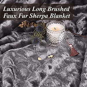 Ailemei Direct Faux Fur Twin Size Throw Blanket for Couch, Super Soft Fluffy Fuzzy Sherpa Blankets Reversible, Warm Cozy Brushed Furry Bed Blanket for Fall Winter, Plush Comfy Throw Blankets, Grey