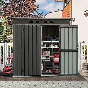 Outdoor Storage Shed Metal Waterproof Garden Tool Shed with Lockable Door Outdoor Storage Clearance for Backyard, Patio, Lawn (6.27x4.51FT)