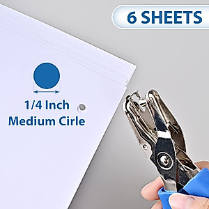 Craftinova Handle Punch，6 Pack, 1/4 inch of Hole Handheld Puncher，with Soft Grip Handles, with 6 Sheet Capacity, Perfect for Home Office School Supplies, can be Used for Labels and Greeting Cards