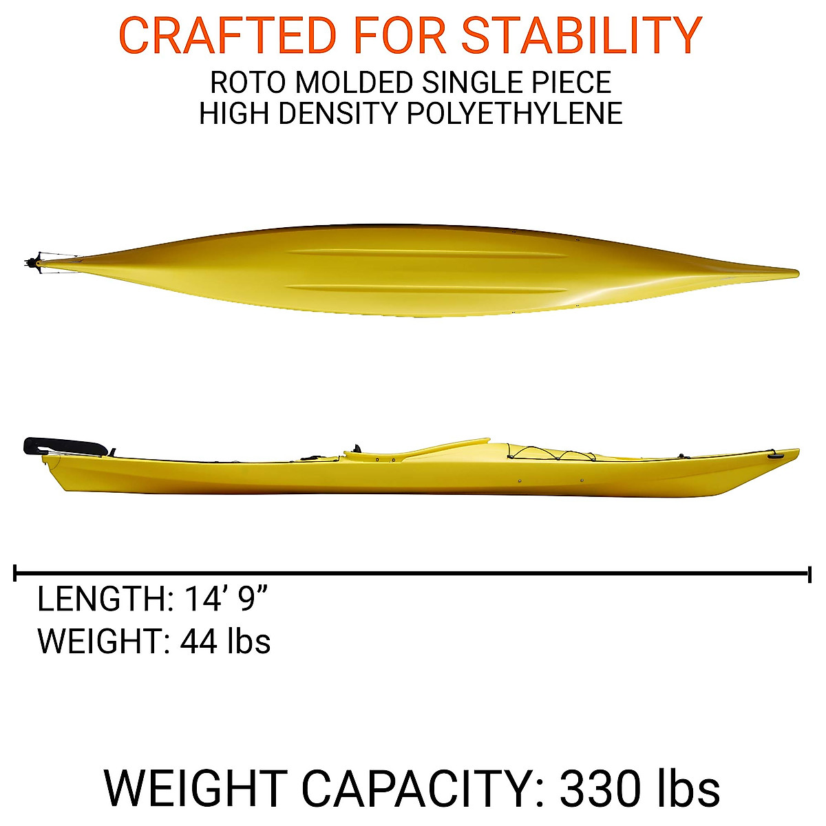 BKC SK287 Angler Touring Kayak – 14.75-Foot Solo Distance Sit-in Travel Kayak for Open Water Paddling, Collapsible Paddle Included