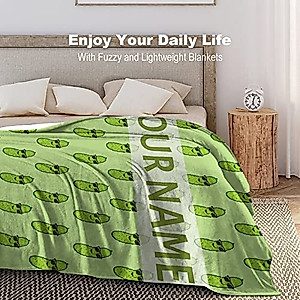 MEETUHONEY Custom Pickles Blanket Gifts, 40"*50" Flannel Blanket for Girls Boys Soft Cozy Lightweight, Cute Pickle Throw Blanket for Couch Bed Sofa