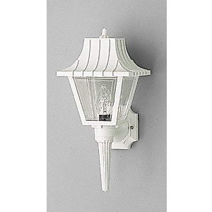 Progress Lighting P5815-30 Wall Torch with Ribbed Mansard Roof Beveled Clear Acrylic Panels, White