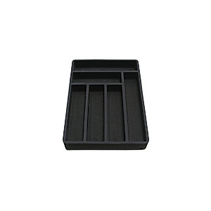 Polar Whale Flatware Silverware Drawer Organizer Premium Dividers for Cutlery Forks Knives Spoons Serving Utensils Non-Slip Waterproof Tray Insert 12.75 X 18 Inches 6 Slot Extra Deep