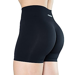 AUROLA Dream Collection Women Workout Shorts High Waist Gym Shorts, Scrunch Butt Seamless Athletic Shorts,Dark Black,S