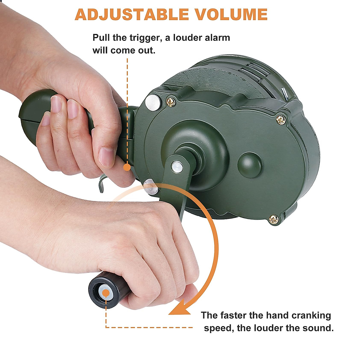 Saladulce Hand Crank Siren Horn Manual Operated Metal Alarm Handheld Air Raid Siren Portable Loud Manual Siren Emergency Safety (Green)