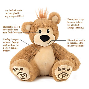 Plushible Pawley The Teddy Bear Stuffed Animal - Plush Stuffed Animal with Embroidered Details - Soft & Snuggly Stuffed Animals for Babies Toddlers & Kids - 10" Plush Teddy Bear - Stuffed Bear Plush