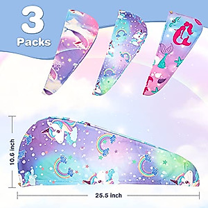 CBLBXYB 3 Pack Microfiber Hair Drying Towel, Super Absorbent Dry Hair Towel Instant Hair Dry Twisty Wrap with Button Anti Frizz Soft Bath Shower Cap Head Towel for Girls Women Ladies Kids