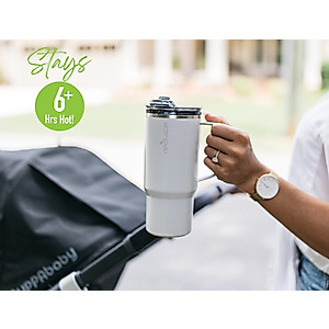 REDUCE 24 oz Travel Coffee/Tea Mug with Handle- Vacuum Insulated Stainless Steel Reusable Tumbler for Home, Office, Cupholder Friendly for Car, Splashproof Lid, Keeps Drink Hot for 8 hrs- Rose