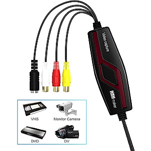 VHS to Digital Converter,Video Capture Card Device,VHS VCR Hi8 Mini DV to Mac Digital Converter,RCA to USB Video Converter for PC TV Tape Player Camcorder,MAC Windows Vista Compatible