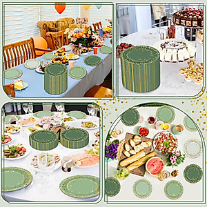 OBUSATT 100Pcs Sage Green Paper Plates Green and Gold Party Supplies Polka Dot Green Tableware Disposable 7 Inch Dinner Dessert Cake Plates for Bridal Baby Shower Wedding Birthday Party Decorations