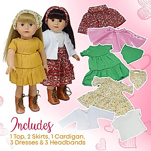 18 Inch Doll Clothes Dress and Doll Accessories (Vintage Clothing Set)